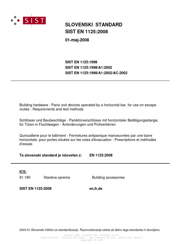 En 1125 | PDF | Door | Components
