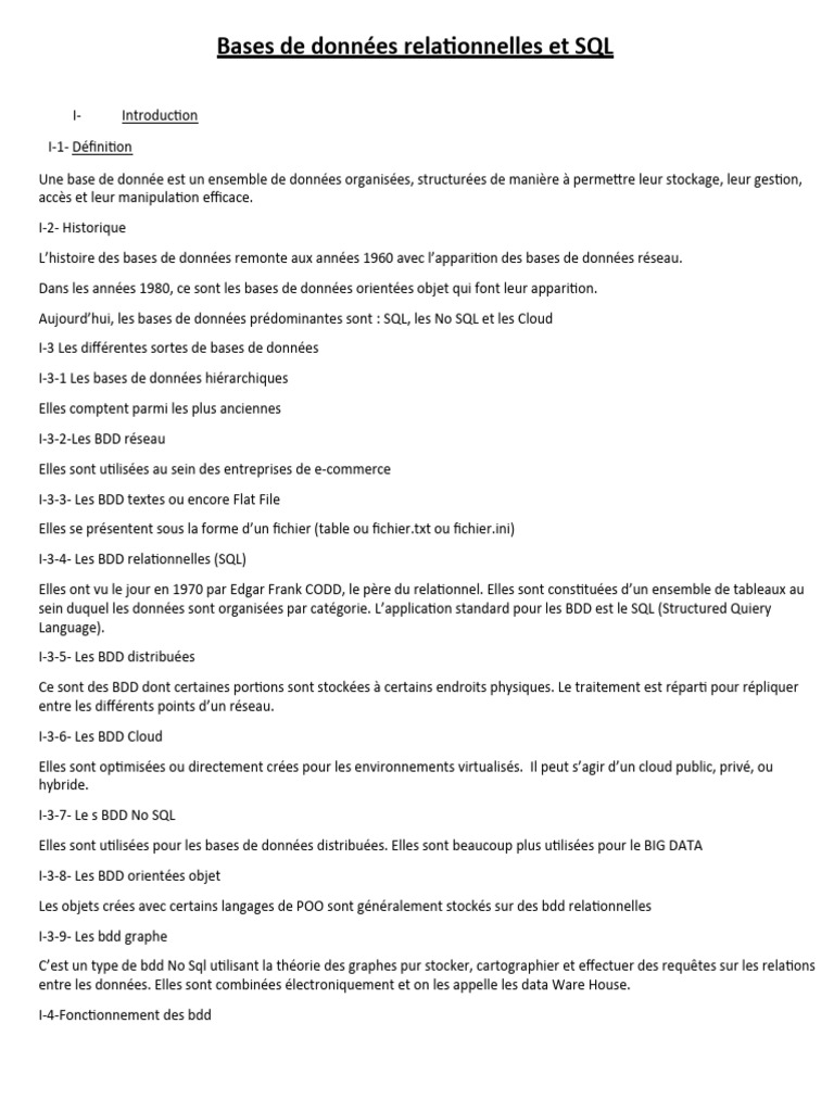 Bases de Données Relationnelles Et SQL | PDF | Bases de données | Base de données relationnelle