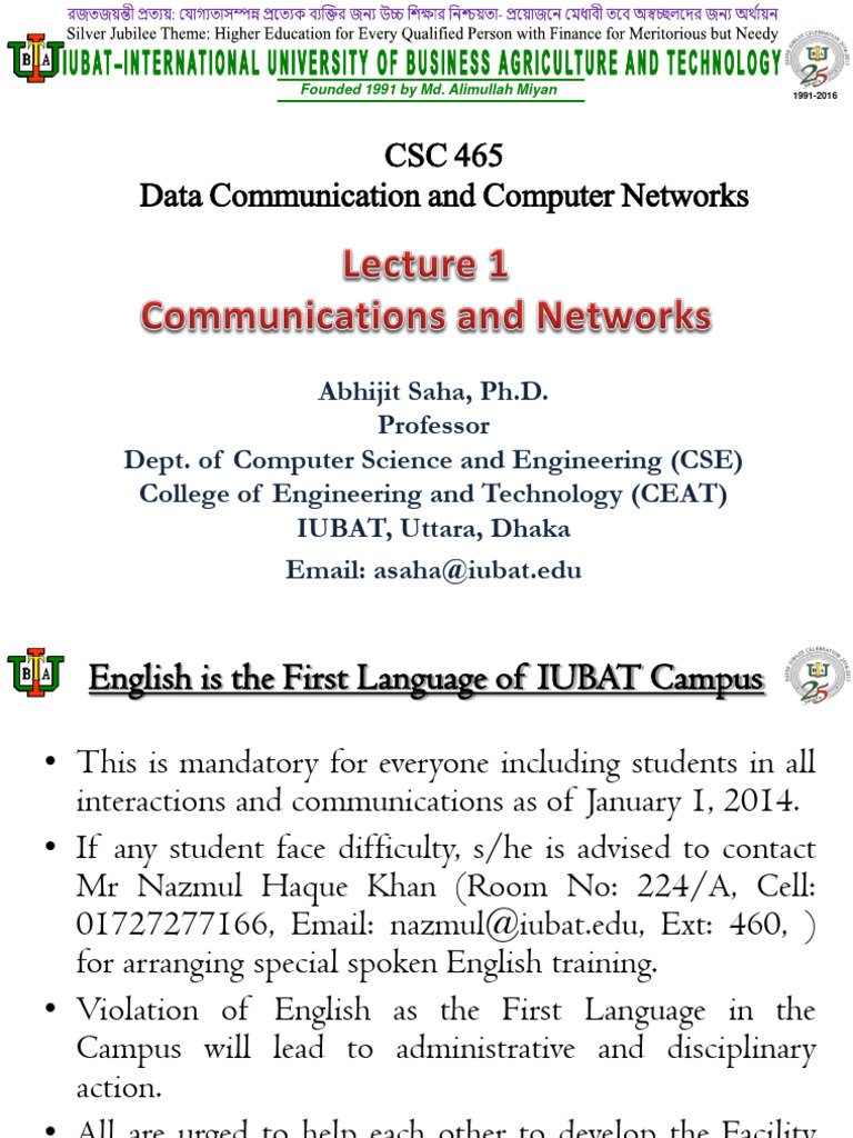 CSC 465 Lecture1 - Dr. A. Saha | PDF | Computer Network | Modem