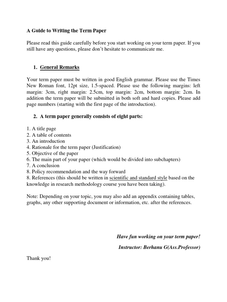 A Guide To Writing The Term Paper | PDF