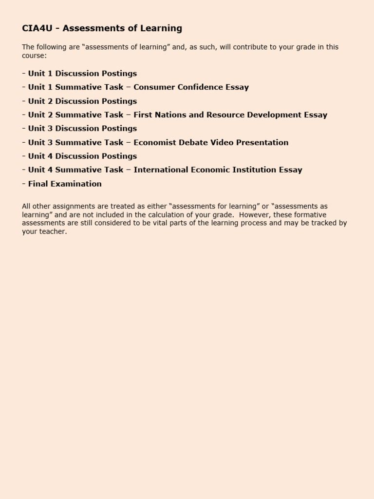 CIA4U Course Grading Breakdown | PDF | Business