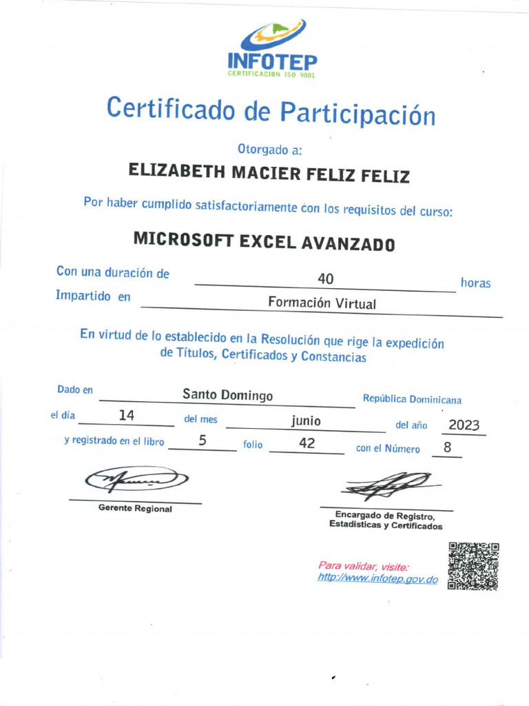 Certificados Curso Excel | PDF