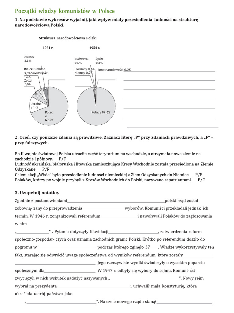 41 Poczatki Wladzy Komunistow W Polsce Karta Pracy | PDF 41 Poczatki Wladzy Komunistow W Polsce Karta Pracy | PDF
