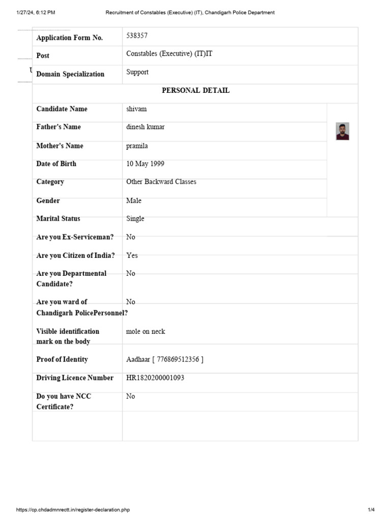 ssc form | PDF | Identity Document | Government