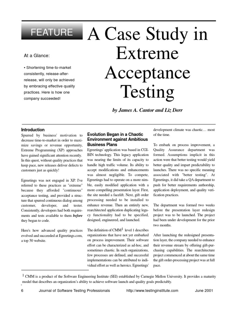A Case Study in Extreme Acceptance Testing: Feature | PDF