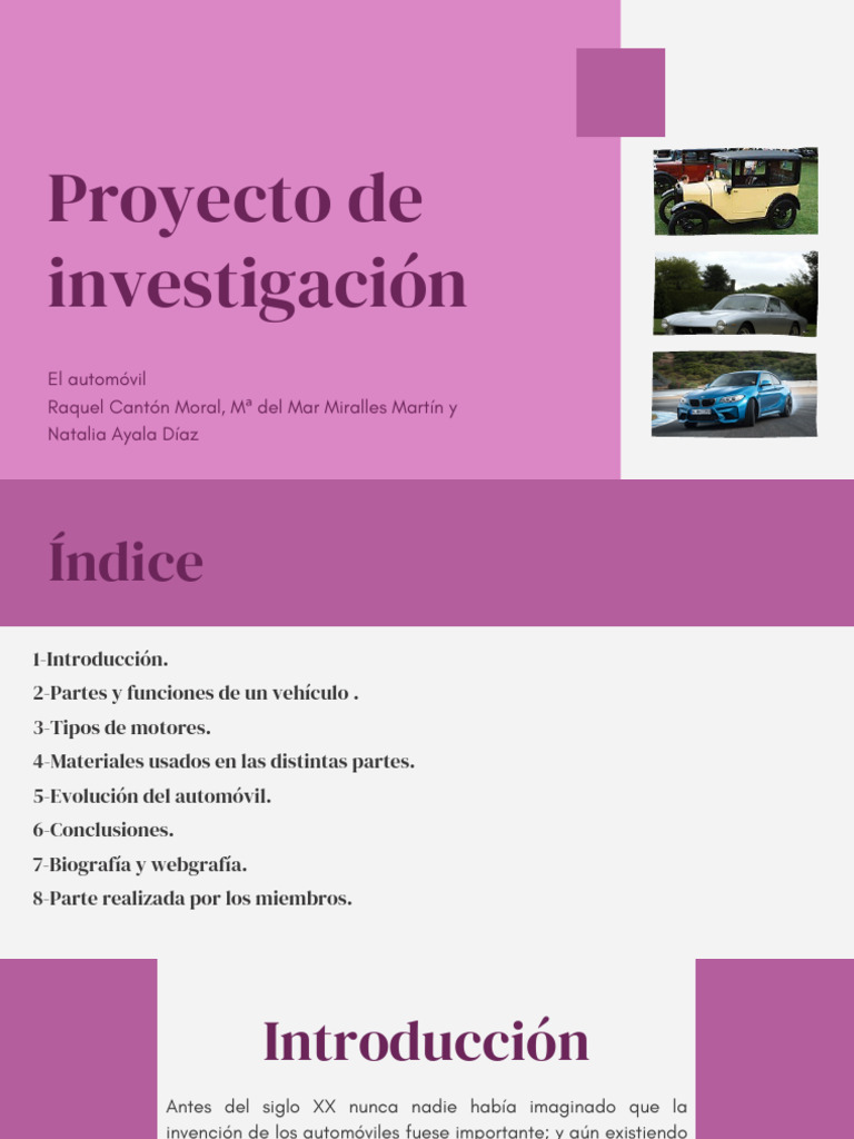 Presentación Proyecto de Investigación Minimalista Verde y Beige | PDF | Coche | Motores