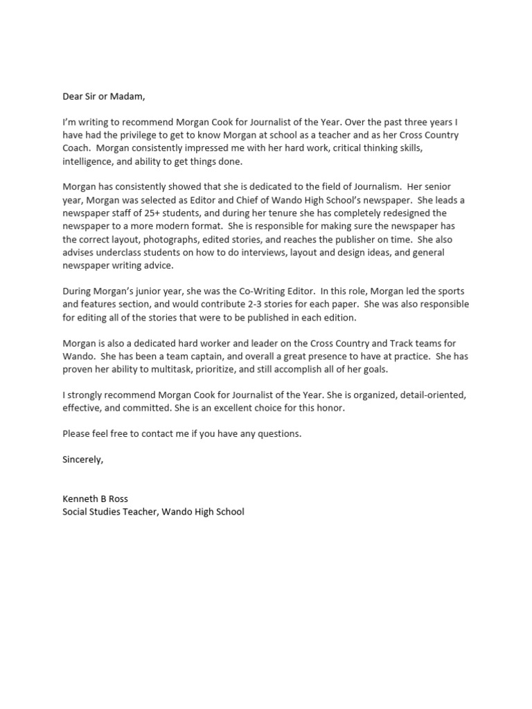 Morgan C Joy Letter | PDF | Career & Growth