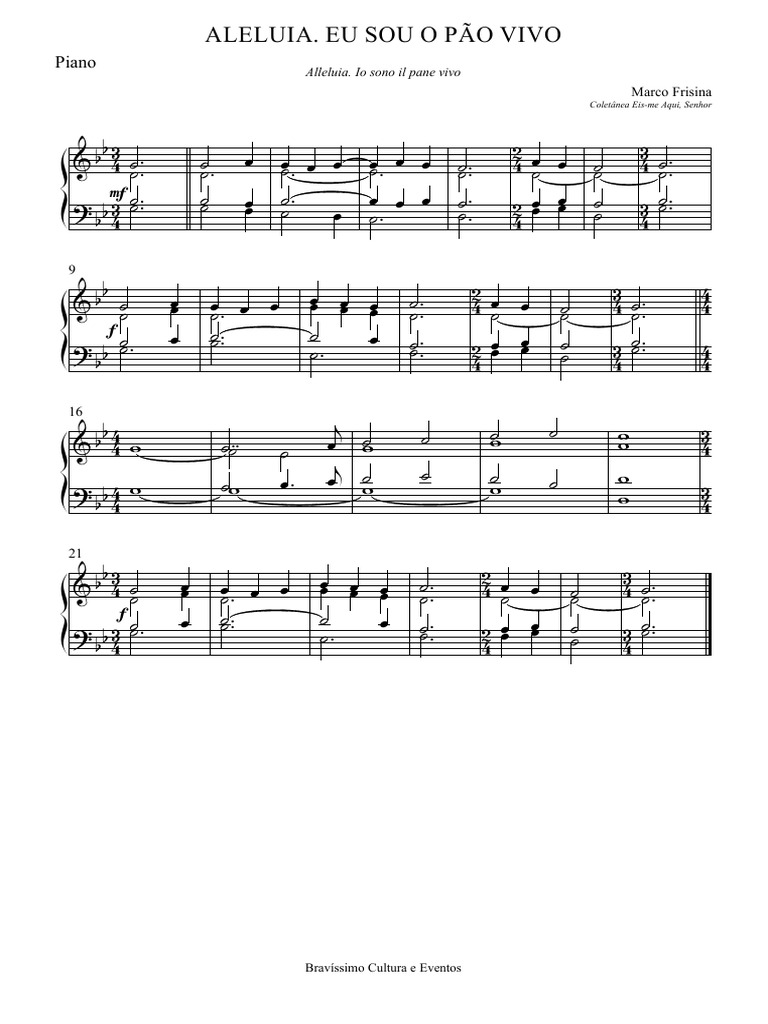 Aleluia Eu sou o pão vivo - Orquestra V7 (formatada) - Partes | PDF ...