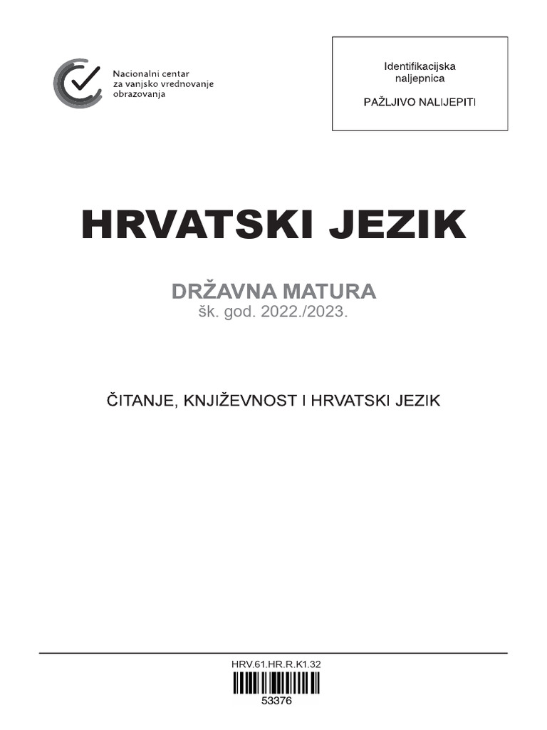 Hrvatski Jezik: Šk. God. 2022./2023 | PDF