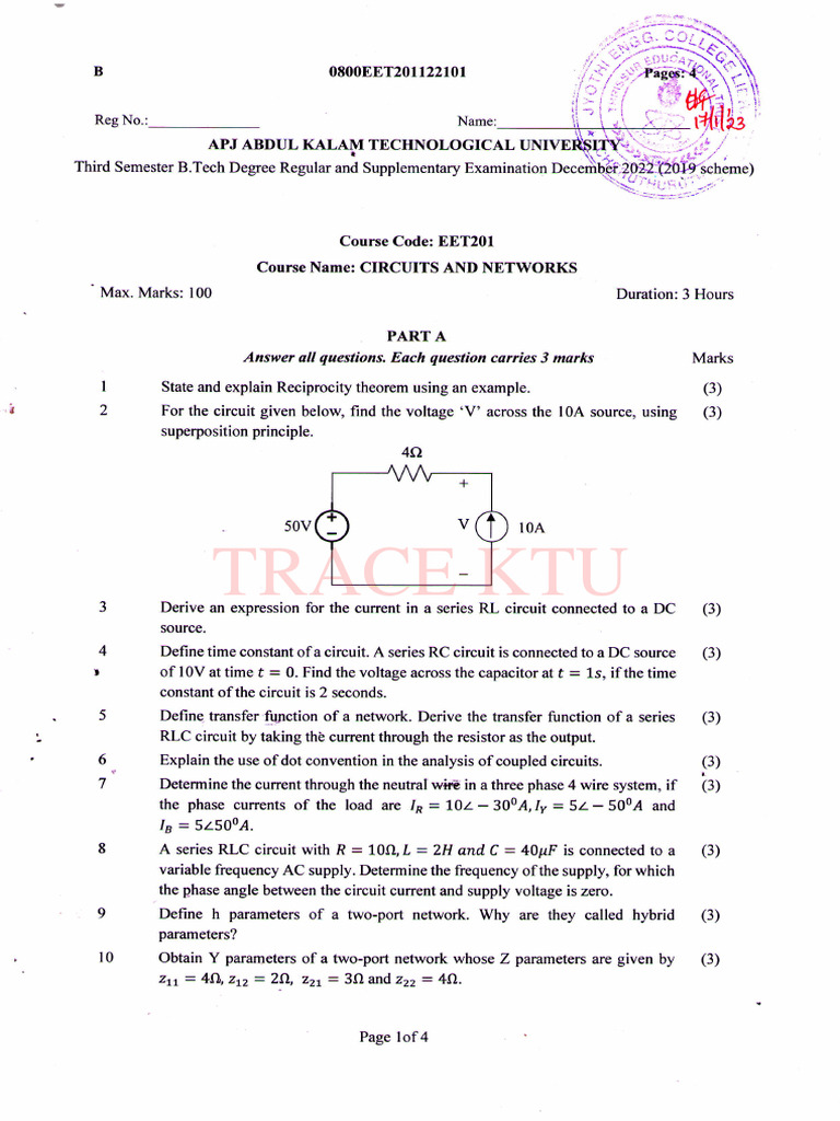 Eet201 Cn Dec 2022 Pdf Electrical Network Electrical Impedance