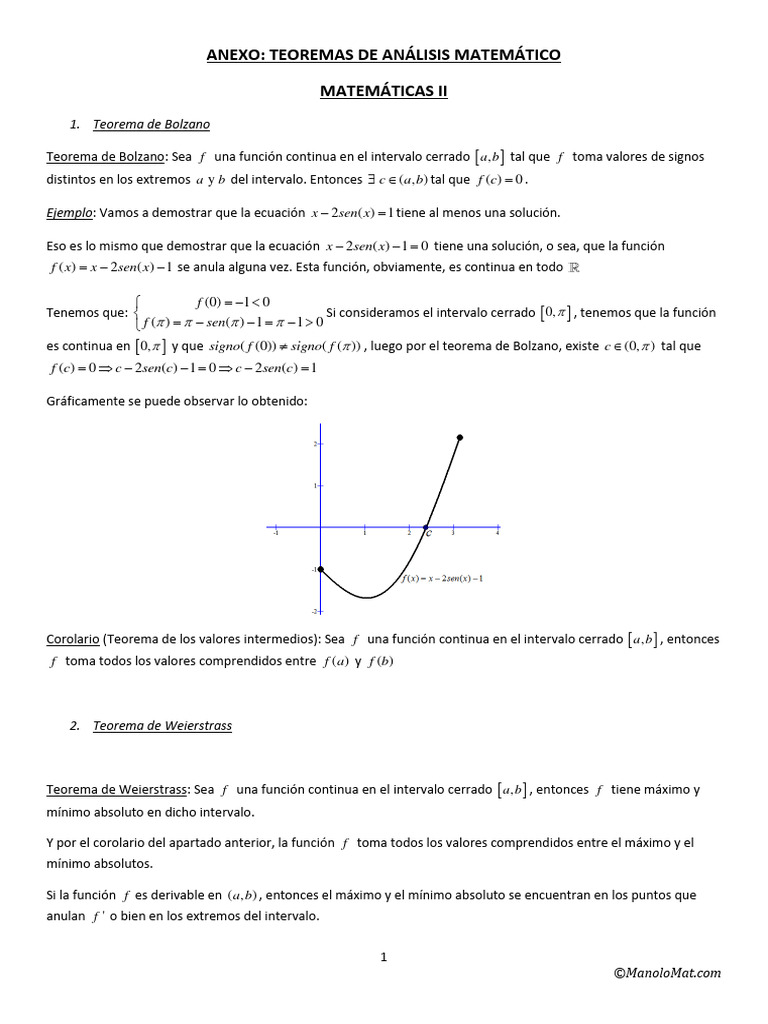 Teoremas | PDF | Función continua | Relaciones matematicas