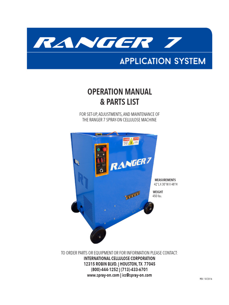 Ranger 7 Operation Manual & Parts List | PDF | Technology & Engineering