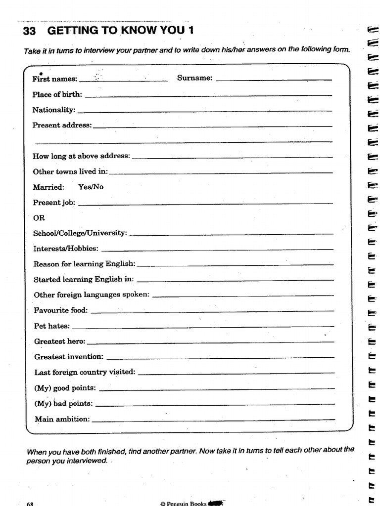 S Getting To Know You Profile | PDF