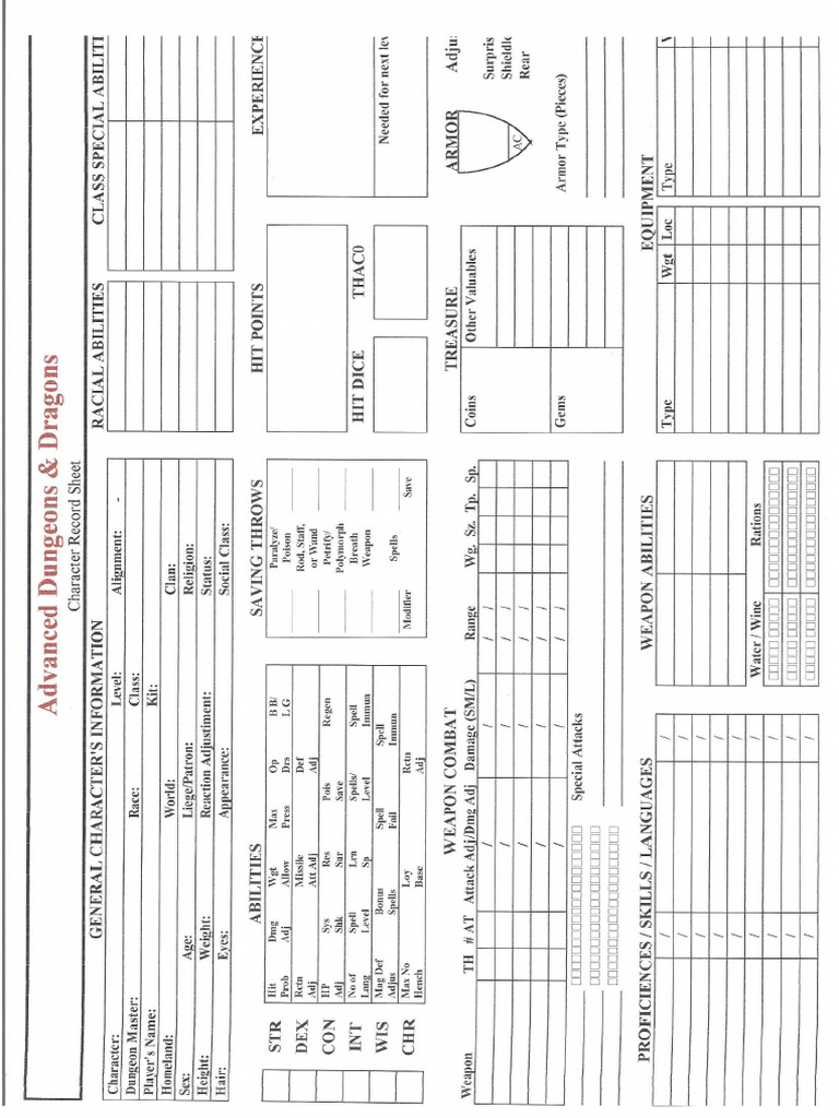 AD&D Sheet (Modelo 3) | PDF