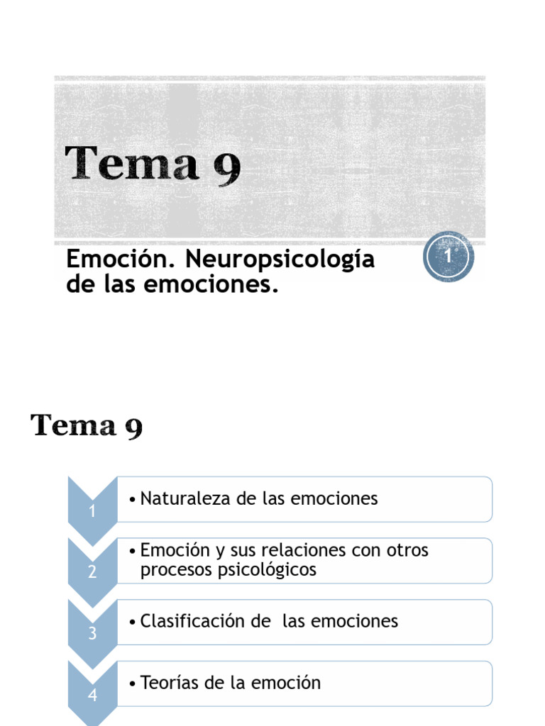 Tema 9 Emoción Neuropsicología De La Emoción Pdf Las Emociones