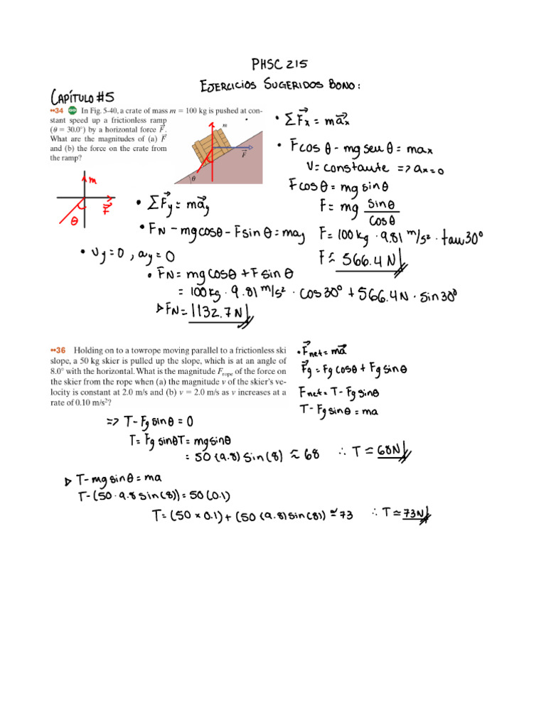 PHSC 215 - Ejercicios Sugeridos BONO Examen - YSM | PDF