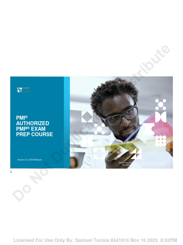 Or Distribute: PMI Authorized PMP Exam Prep Course | PDF | Project ...