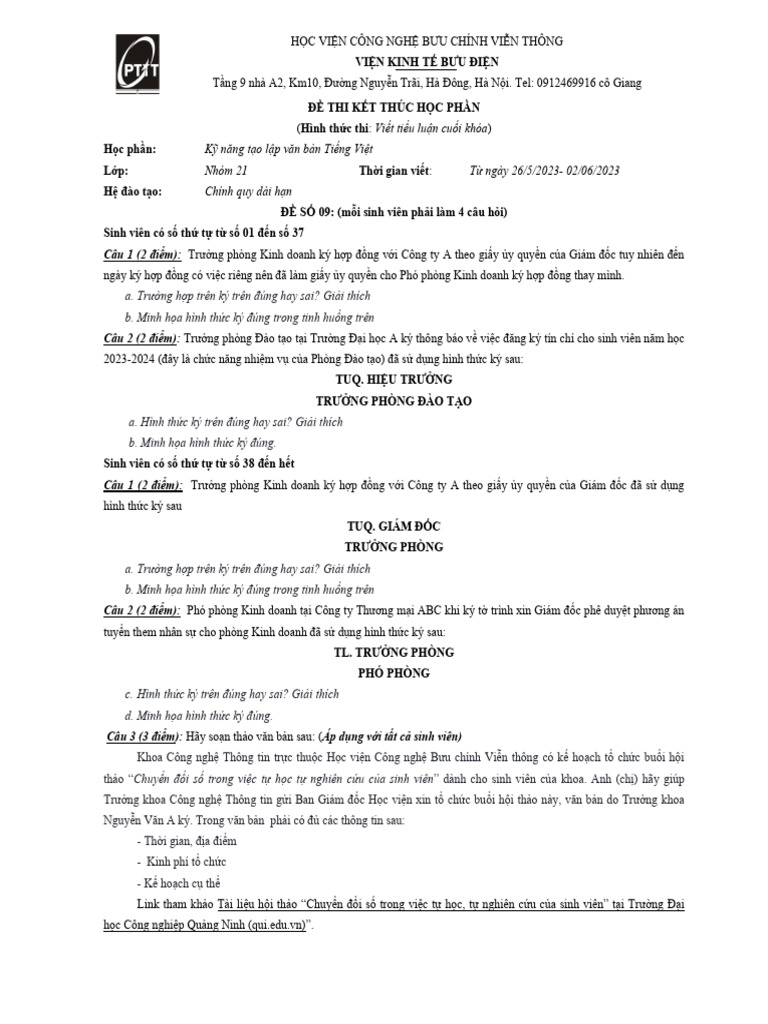ĐỀ THI TLVB NHÓM 21 CÔ GIANG | PDF