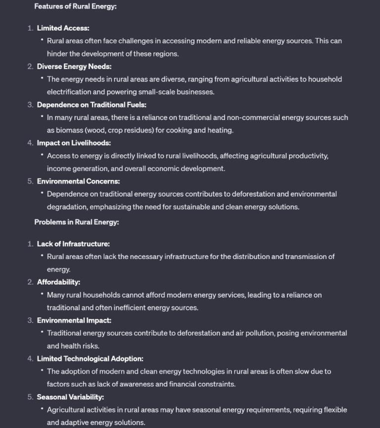 Rural Energy Problem and Features | PDF