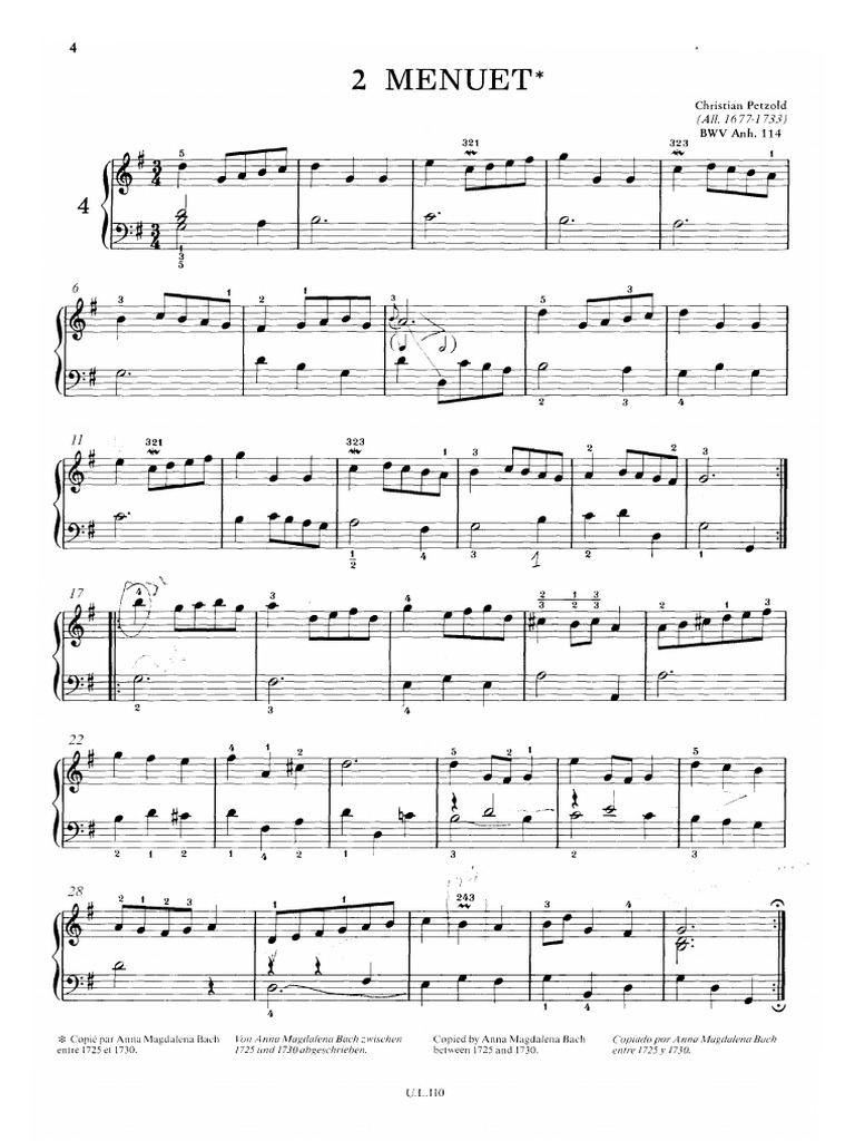 23 Menuet 114 Bach | PDF