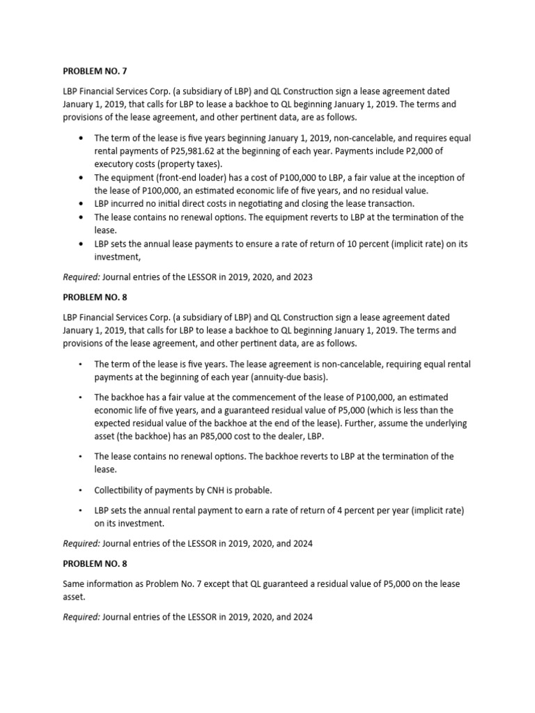 Leases Problems Part2 | PDF | Lease | Economies