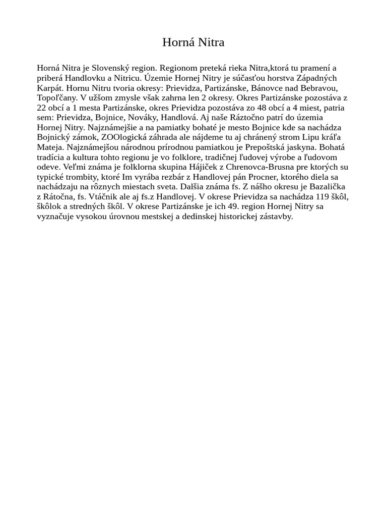 Horná Nitra | PDF