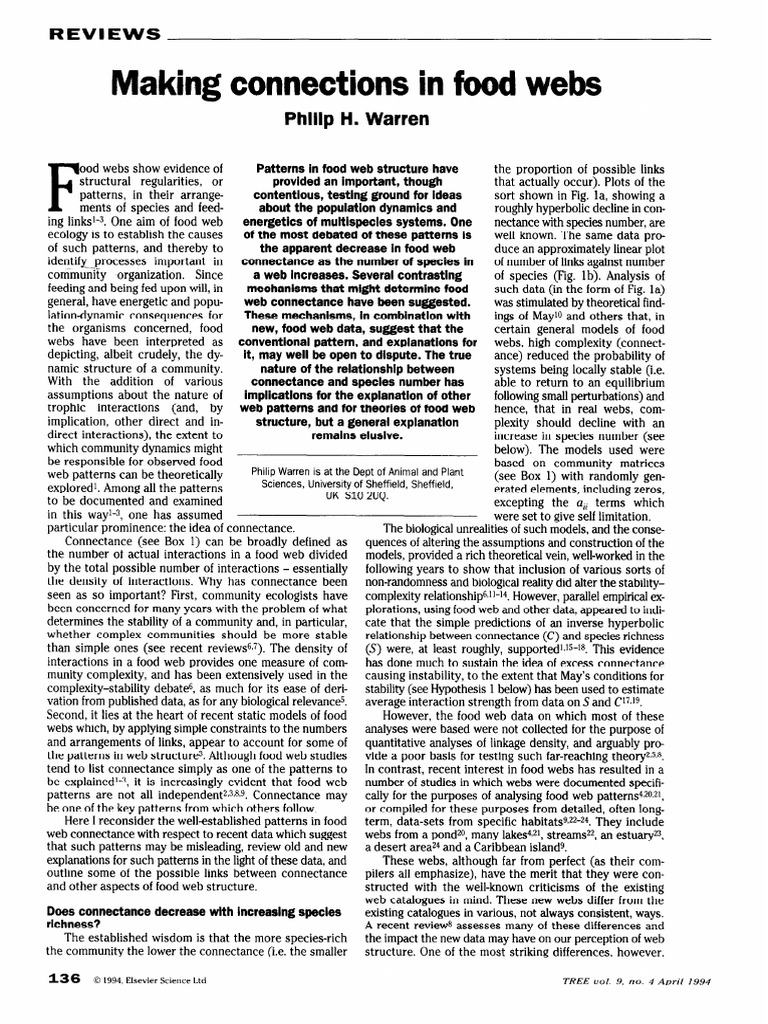 Connections in Food Webs | PDF | Food Web