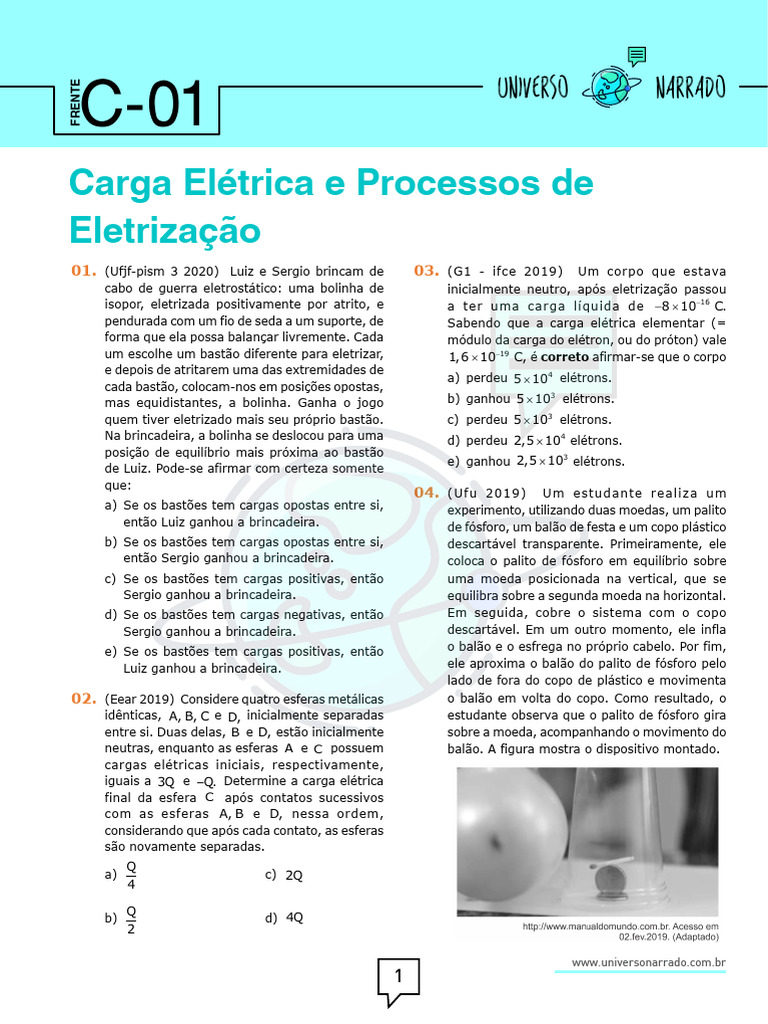 C01 - Exercícios | PDF