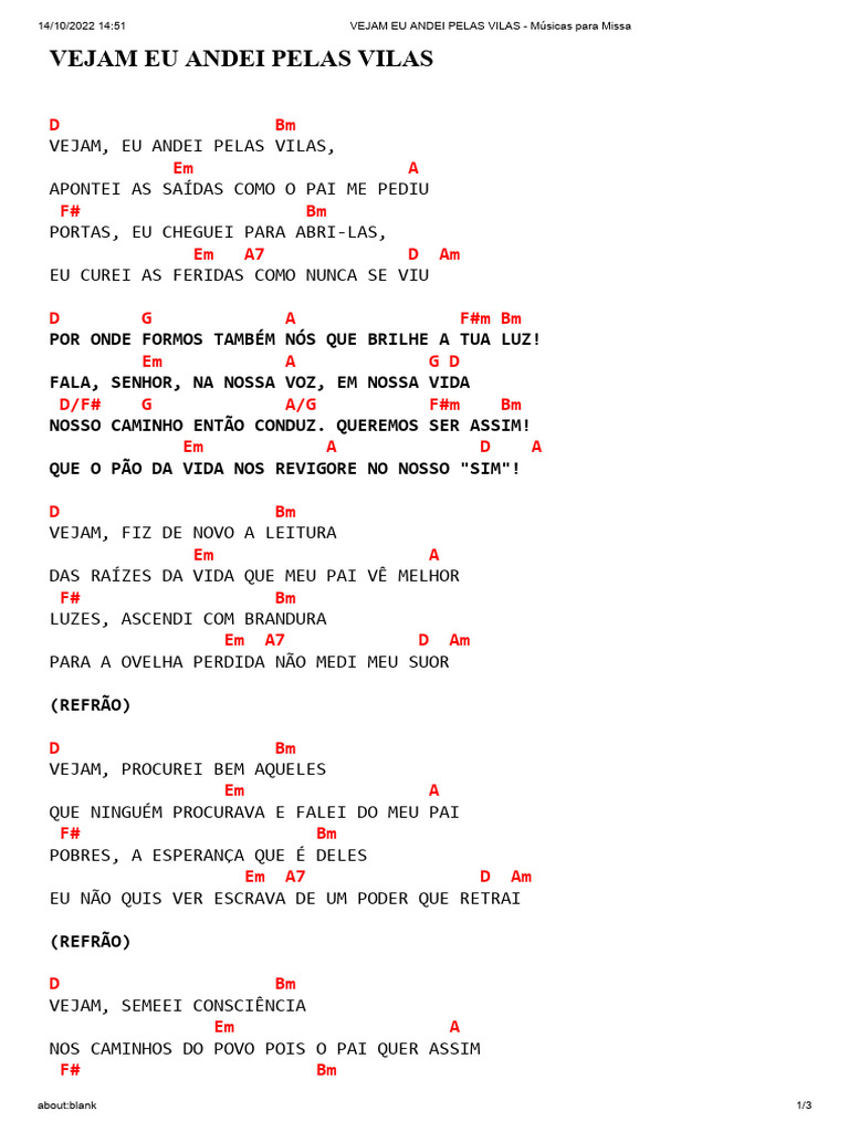 06 - Comunhão - Vejam Eu Andei Pelas Vilas | PDF 06 - Comunhão - Vejam Eu Andei Pelas Vilas | PDF