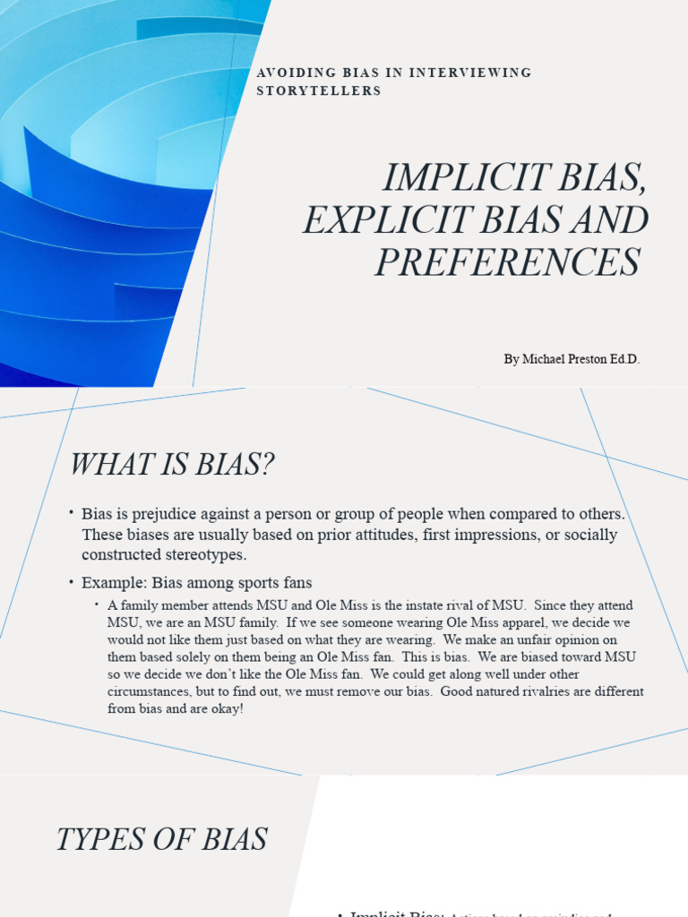 Implict Bias Explicit Bias and Preference | PDF | Bias | Psychological ...