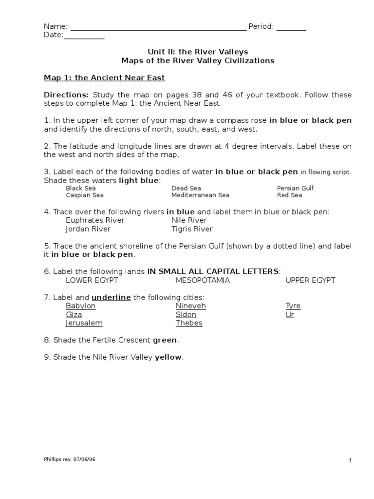 Unit II - Map The River Valley Civilizations | PDF | Near East ...