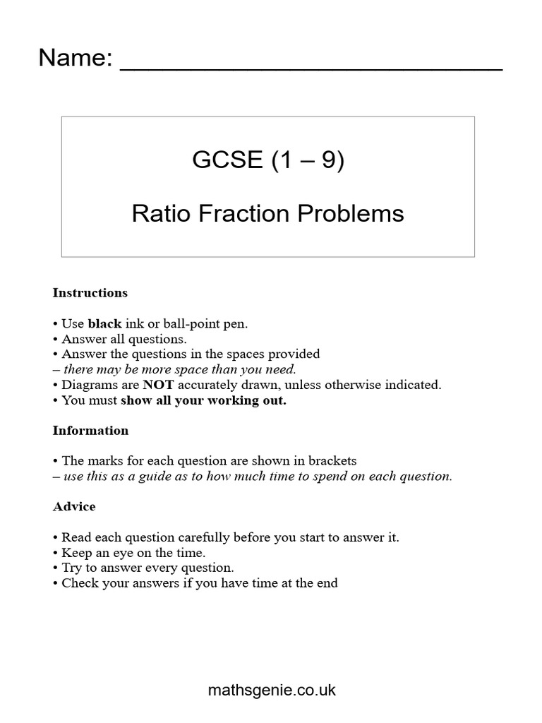 5 Ratio Fraction Problems | PDF | Ratio