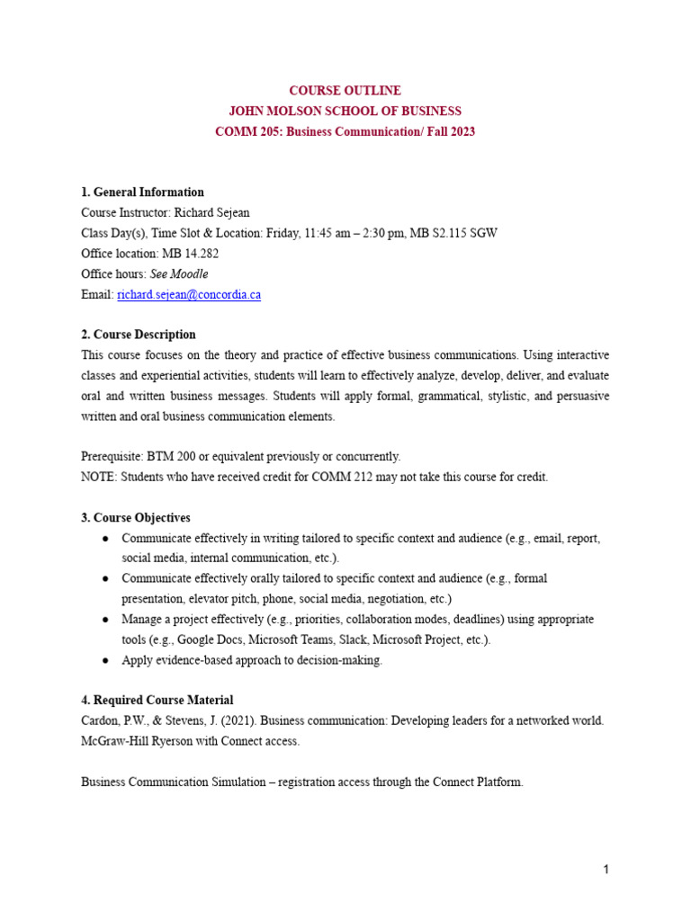 COMM205 - 2 - S - Course Outline | PDF | Plagiarism | Communication