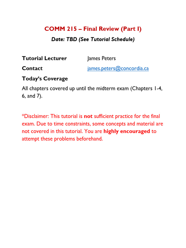 Pre-Midterm Review for COMM 215 | PDF | Median | Probability Distribution