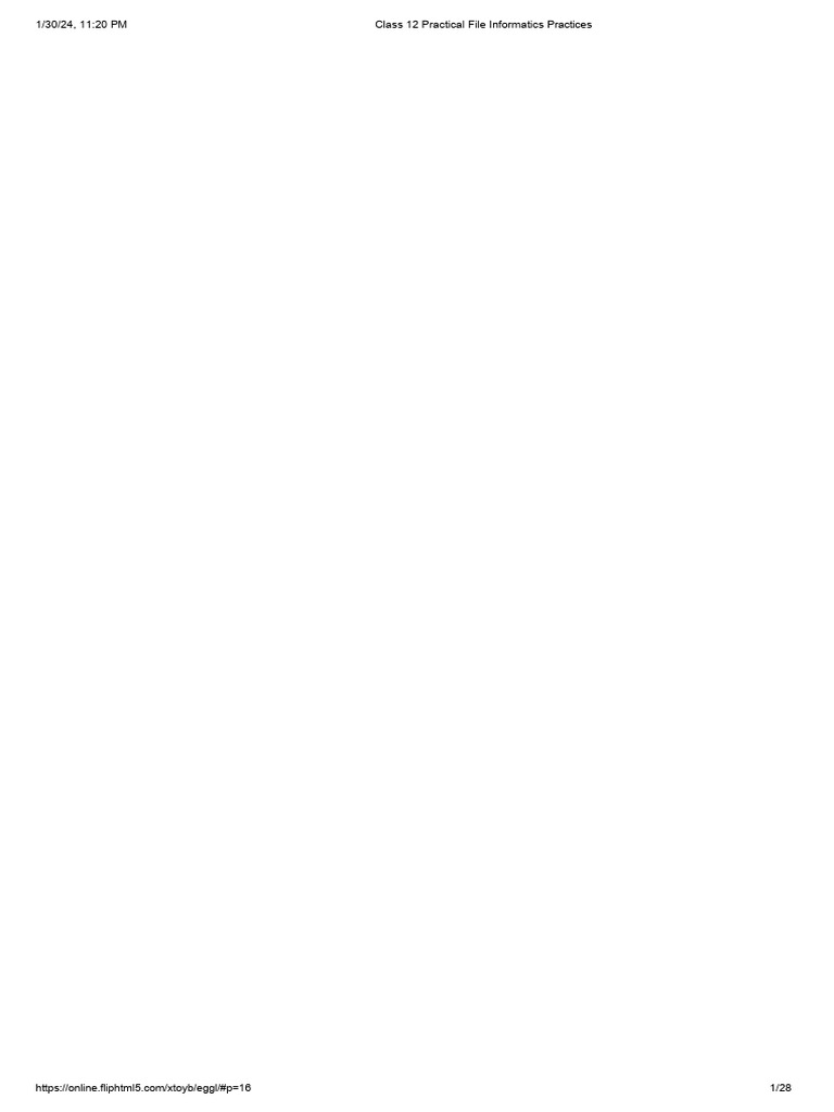 Class 12 Practical File Informatics Practices | PDF