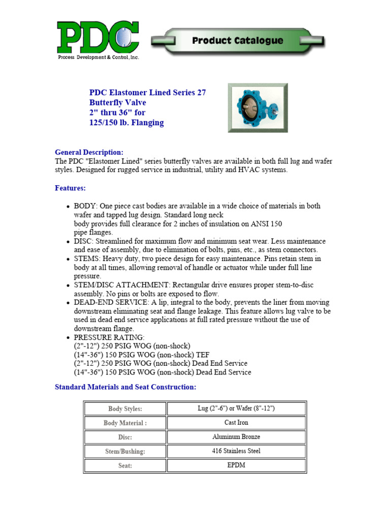 PDC Butterfly Valve Dimensions Guide | PDF | Valve | Building Engineering