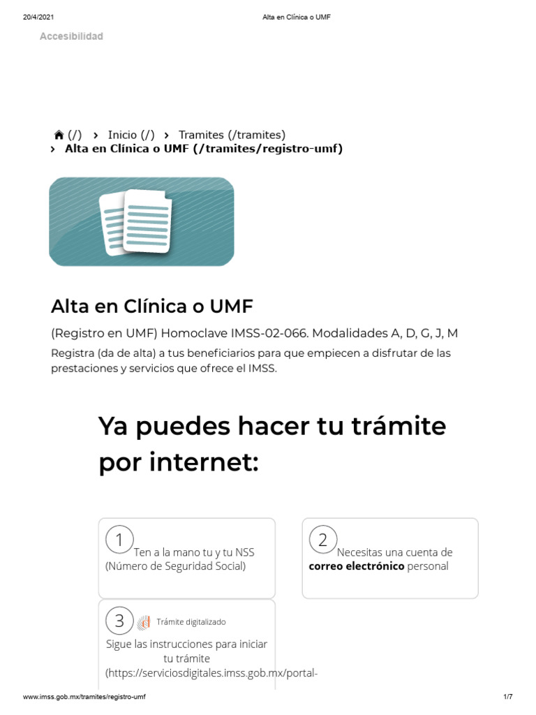 Alta en Clínica o UMF | PDF