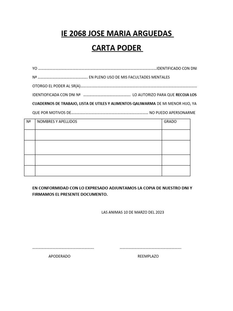 Carta Poder 2023 | PDF