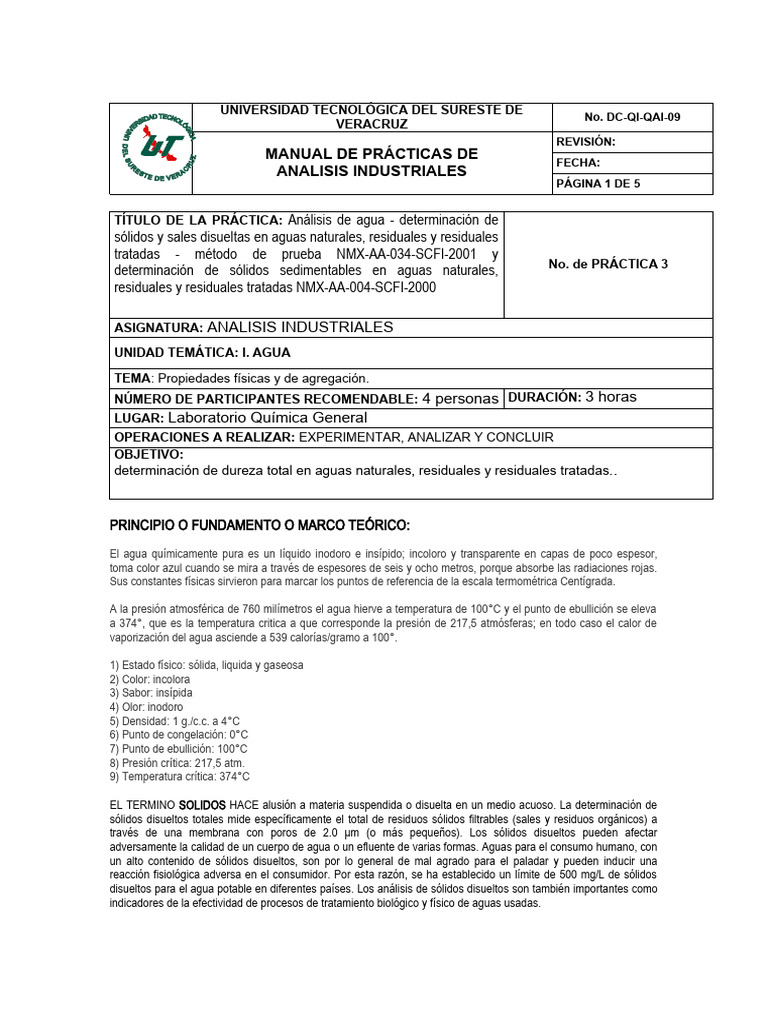 3 Solidos en Agua | PDF | Agua | Sólido