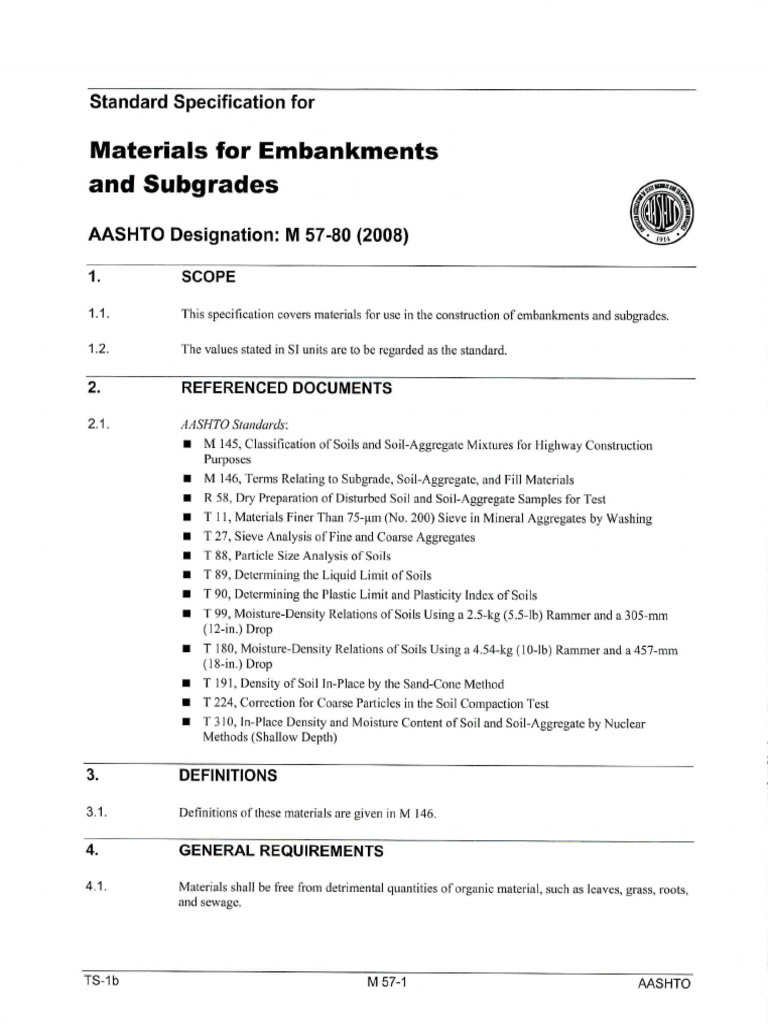 AASHTO M-57 (Año 2008) | PDF | Materials | Soil Science
