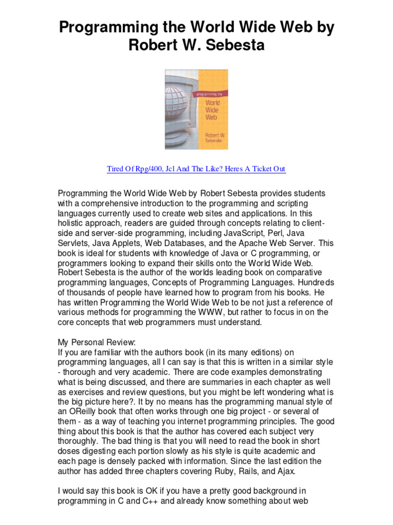 Programming The World Wide Web by Robert W Sebesta | Download Free PDF ... Programming The World Wide Web by Robert W Sebesta | Download Free PDF ...