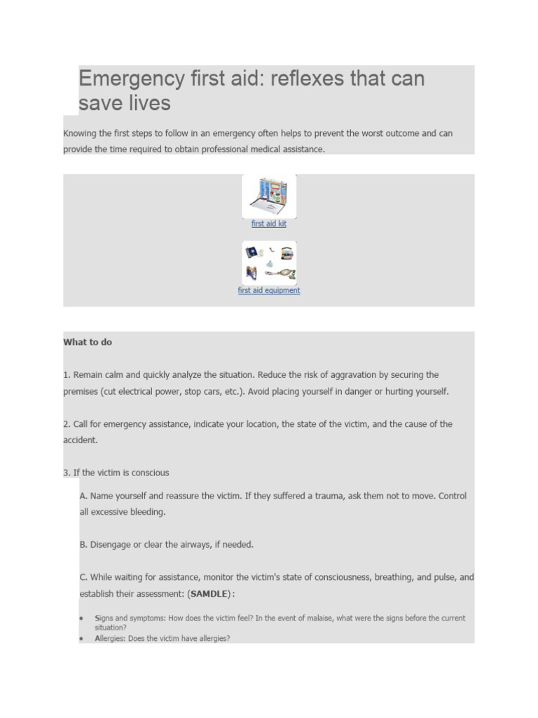 Emergency First Aid | Download Free PDF | First Aid | Cardiopulmonary ...