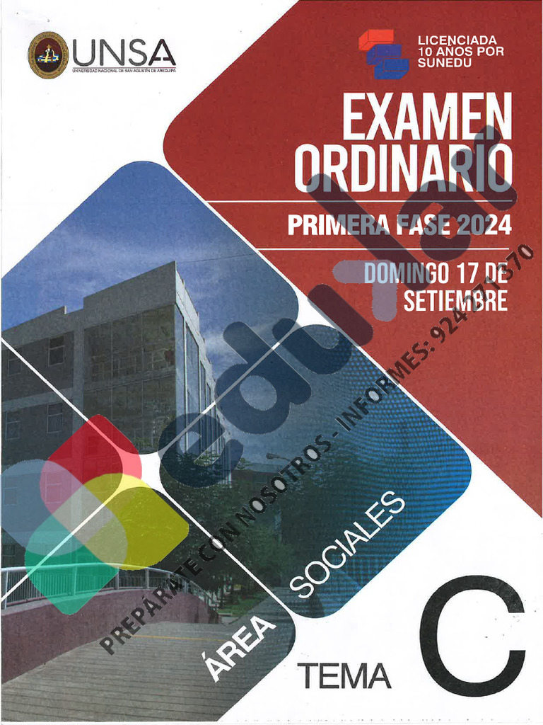Examen de Admisión Ordinario I Fase 2024 | PDF