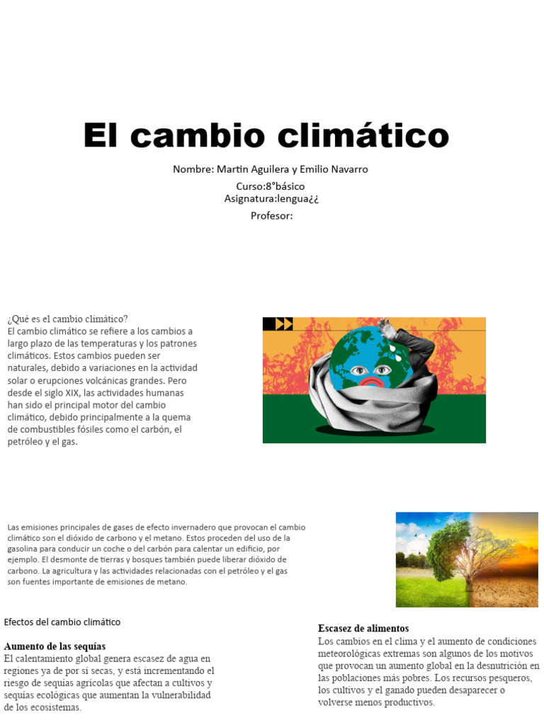 El Cambio Climático | PDF | Gases de efecto invernadero | Cambio climático