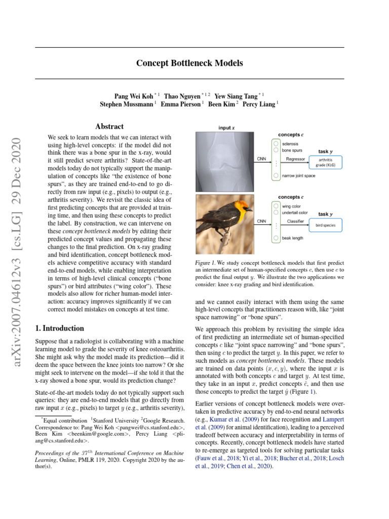 Concept Bottleneck Models | PDF | Accuracy And Precision | Artificial Neural Network