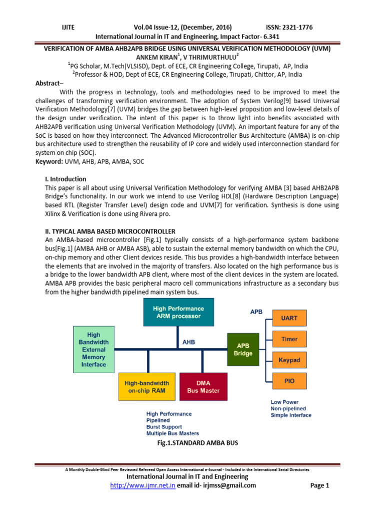 Verification of Amba Ahb2apb Bridge Usin | PDF | System On A Chip ...