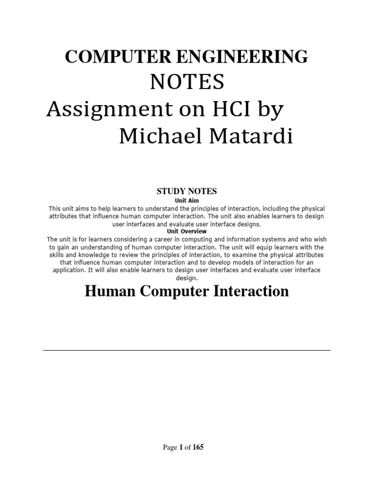 Unit 1 - HCI Assignment Lectures | PDF | Human–Computer Interaction | User Interface