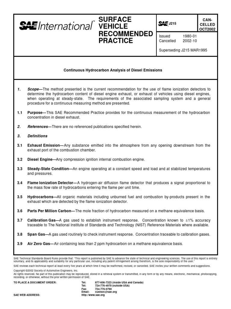 Sae J215-2002 | PDF | Combustion | Diesel Engine