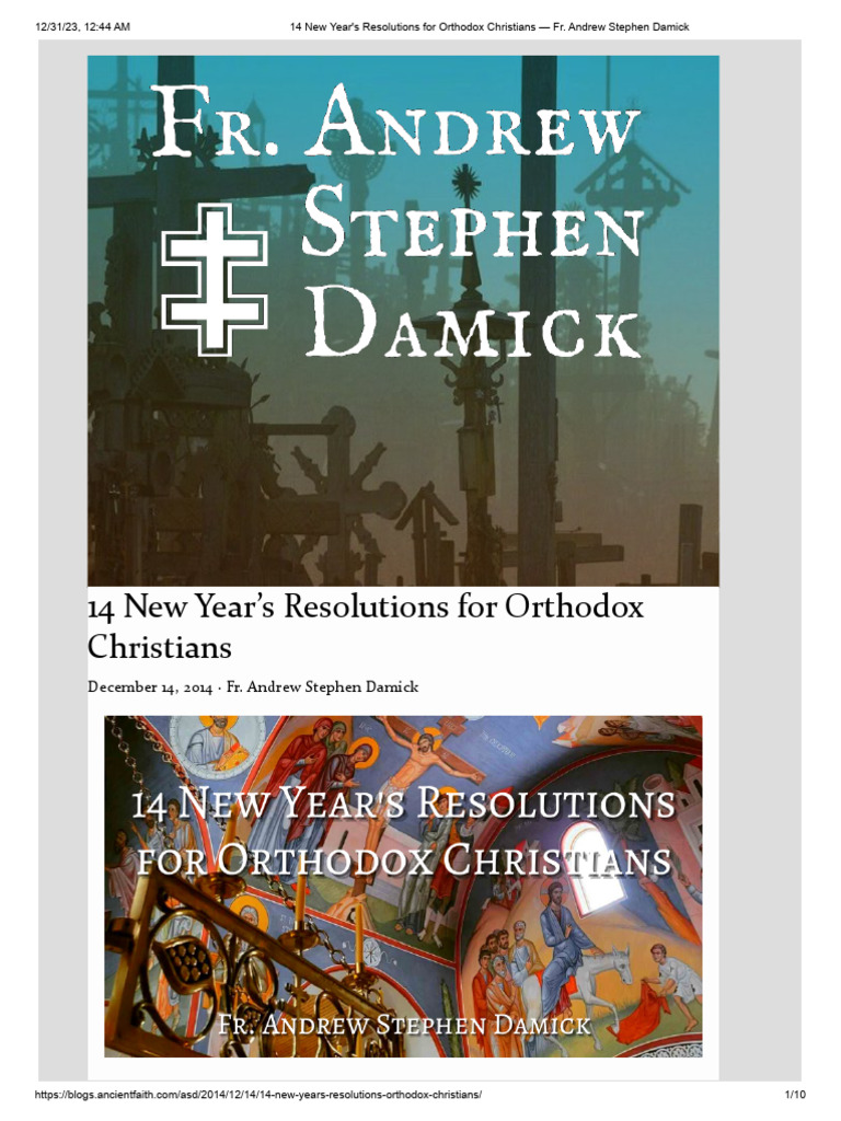 14 New Year's Resolutions For Orthodox Christians - Fr. Andrew Stephen ...