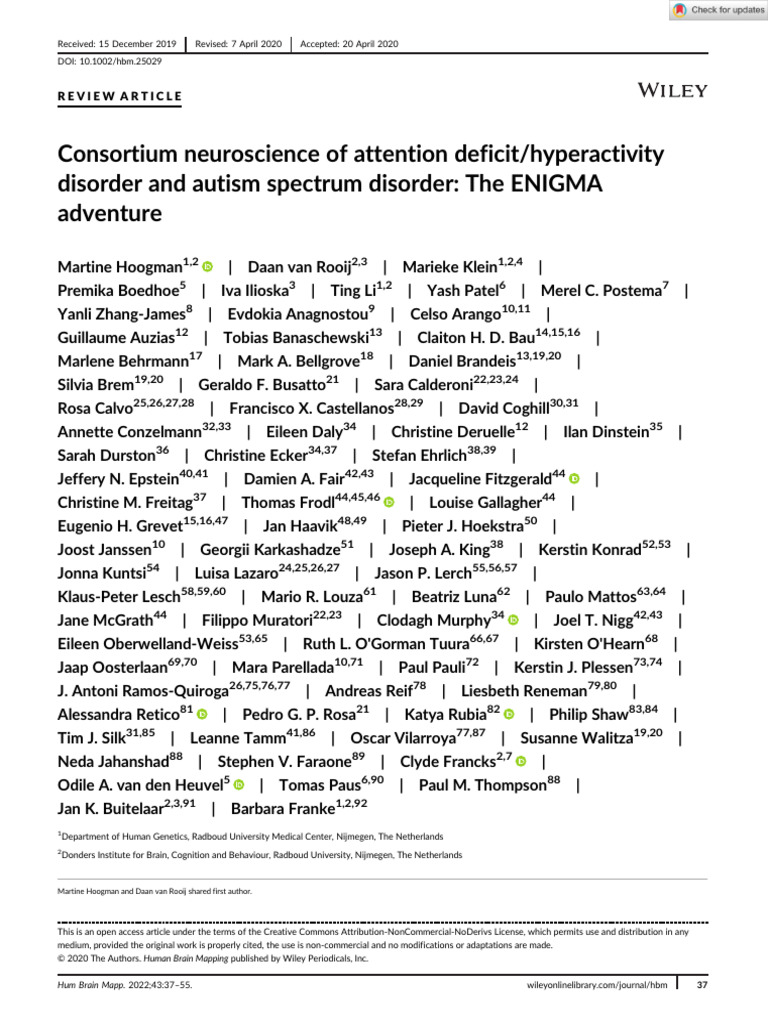 Human Brain Mapping - 2020 - Hoogman - Consortium Neuroscience of Attention Deficit ...